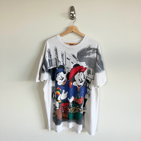 Disney | Shirts | Vintage 9s Mickey And Minnie Jerry Leigh Aop Tee ...
